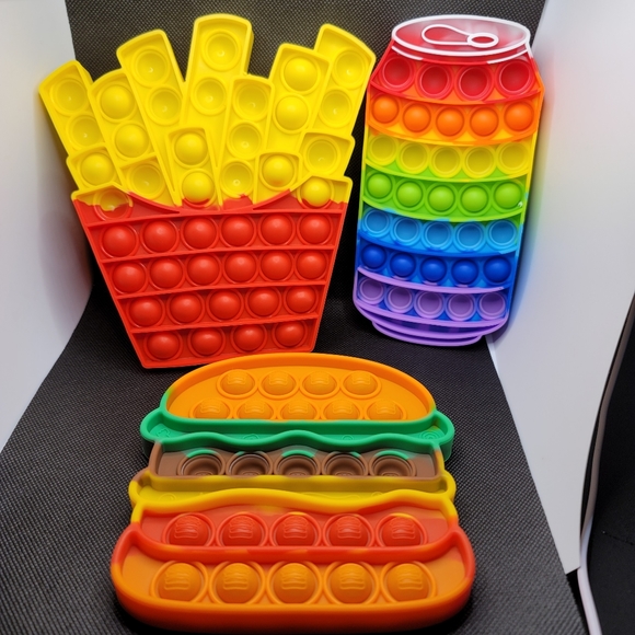 Toys | Cheeseburger Fidget Pop Combo Burger Fries Soda Silicone Bubble ...